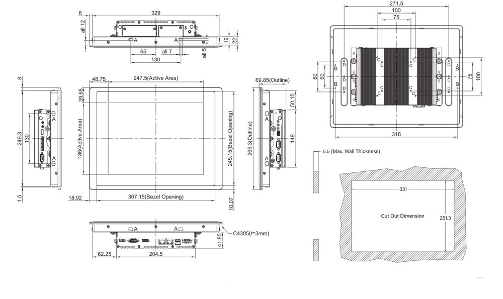 CV-112HR-R10/P1201-X6211E-R10, Panel PC | Cincoze