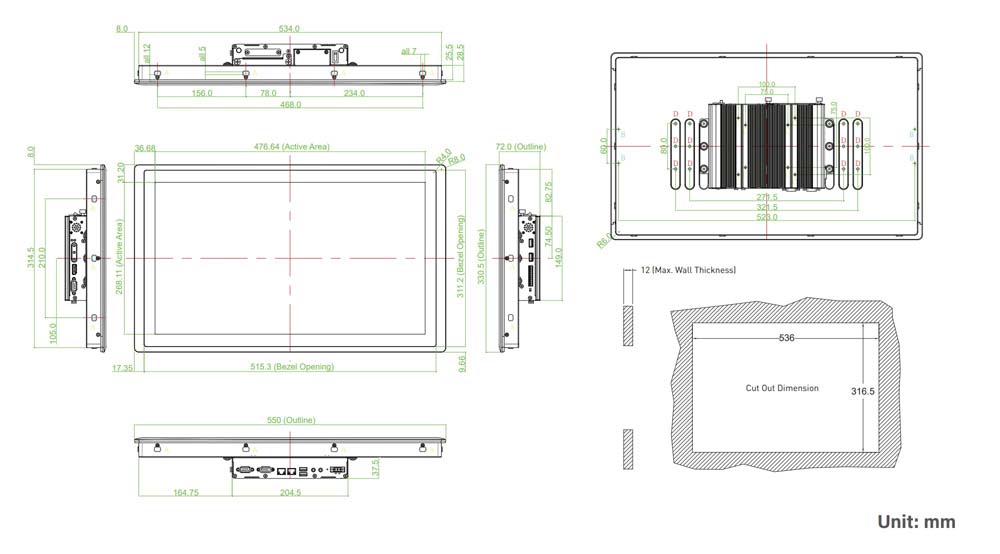 CV-W121R-R10/P1001-R10, Panel PC | Cincoze